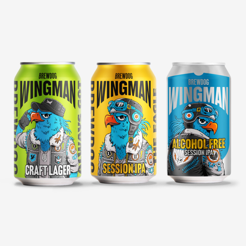 BrewDog Beer - Wingman - IPA, Alcohol Free, Lager - The Full Squadron